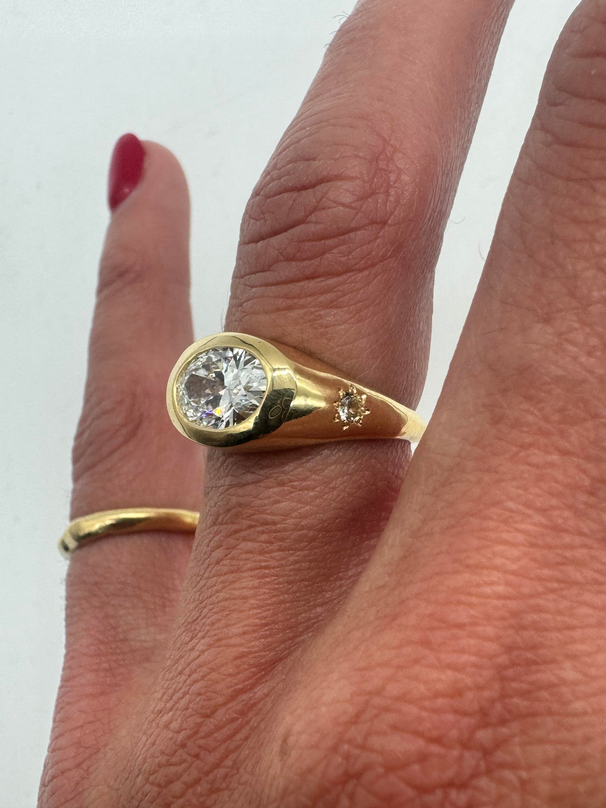 Elaine Signet Ring | 1.12ct-1.2ct Lab Diamond & White Sapphire - Daphne ...