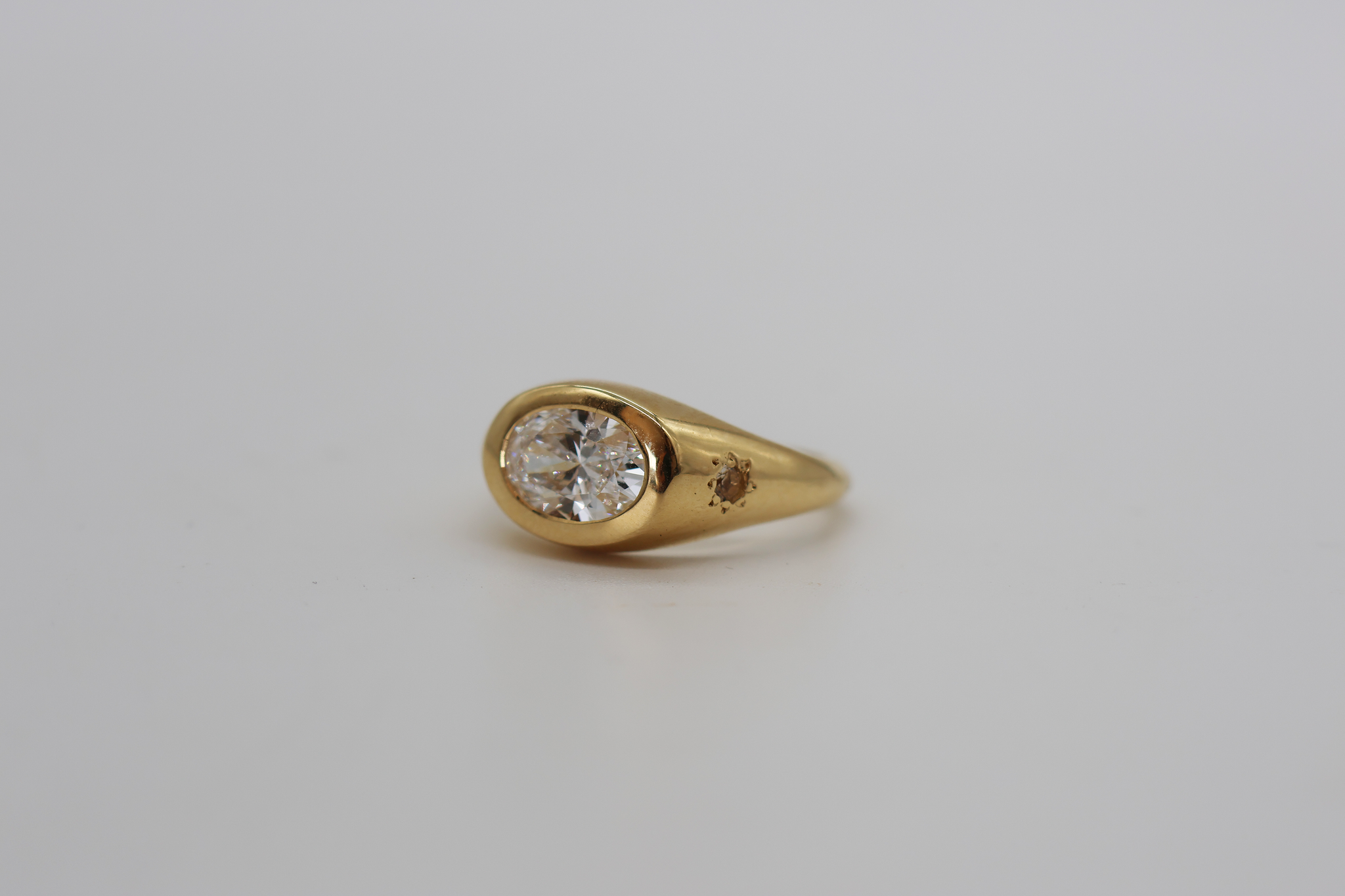 Elaine Signet Ring | 1.12ct-1.2ct Lab Diamond & White Sapphire - Daphne ...